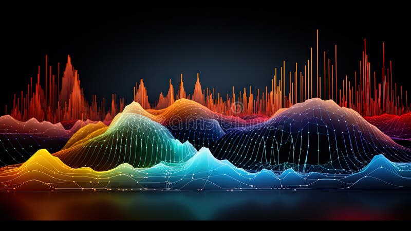 Colorful Finance Graph and Chart with Mountain Shaped Bars. Stock Photo ...