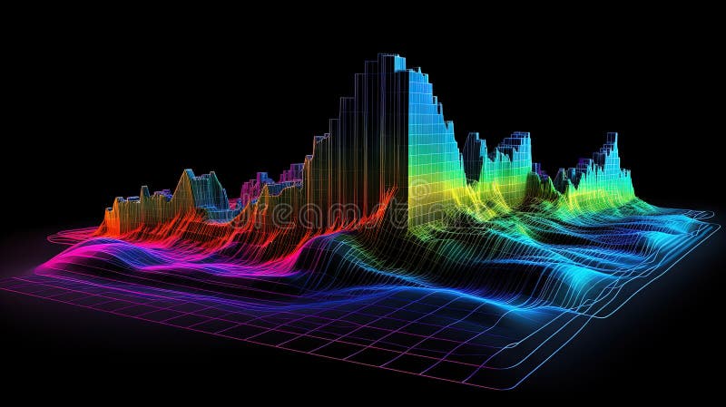 Colorful Finance Graph and Chart with Mountain Shaped Bars. Stock Photo ...