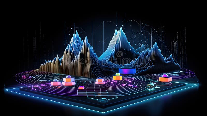 Colorful Finance Graph and Chart with Mountain Shaped Bars. Generated ...