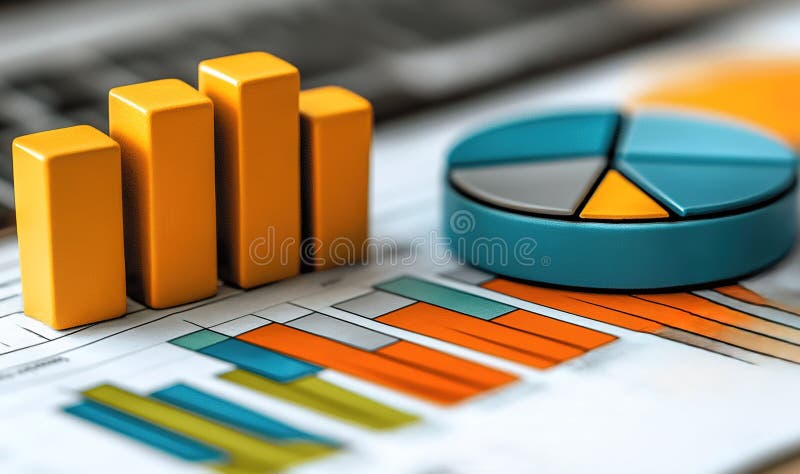 Colorful Financial Charts and Graphs Displaying Data Analysis in a ...