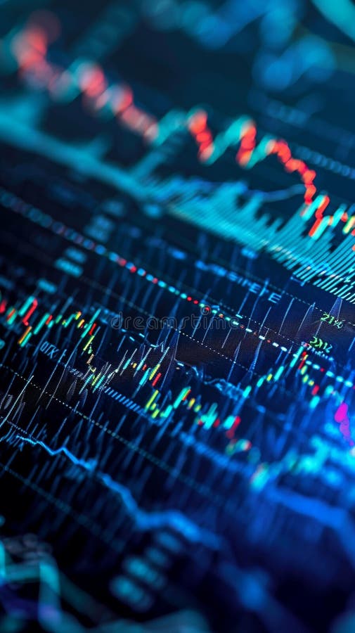 Colorful Financial Data Visualization on a Digital Screen. Stock Image ...