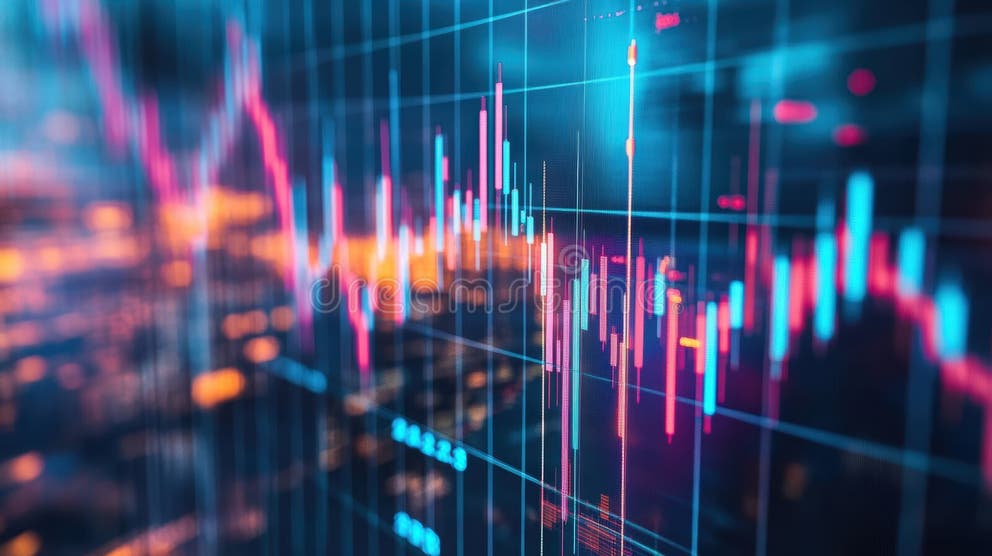 Colorful Financial Market Chart with Dynamic Candlestick Patterns and ...