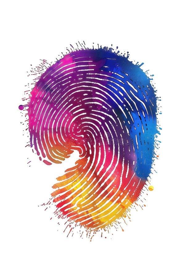 Colorful Fingerprint Artwork with Vibrant Splash Effect. Stock Photo ...