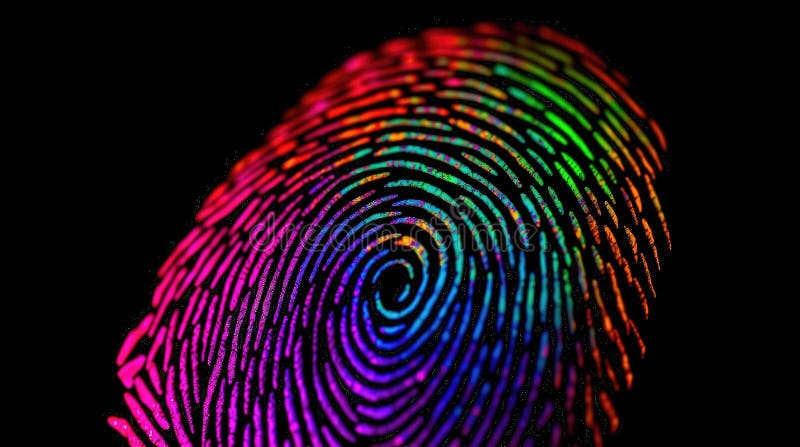 Colorful Fingerprint Close-Up: Vibrant Gradient Overlay of a Unique ...