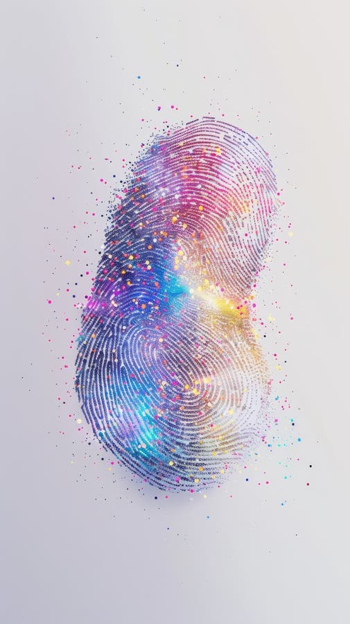 Colorful Fingerprint with Digital Particle Dispersion on White ...