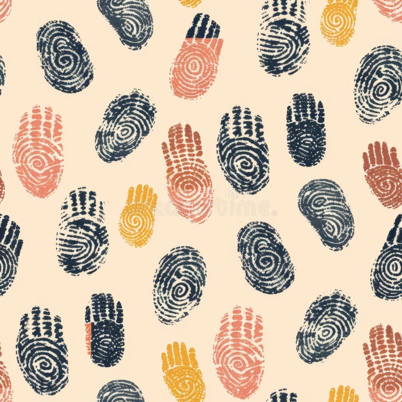 Colorful Fingerprint and Palmprint Pattern Background Stock Image ...