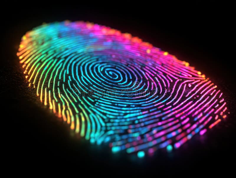 Colorful Fingerprint Security Identity Social Engineering Concept with ...