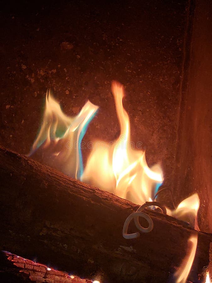 Colorful Fire Burning with Copper Stock Photo - Image of bluefire ...