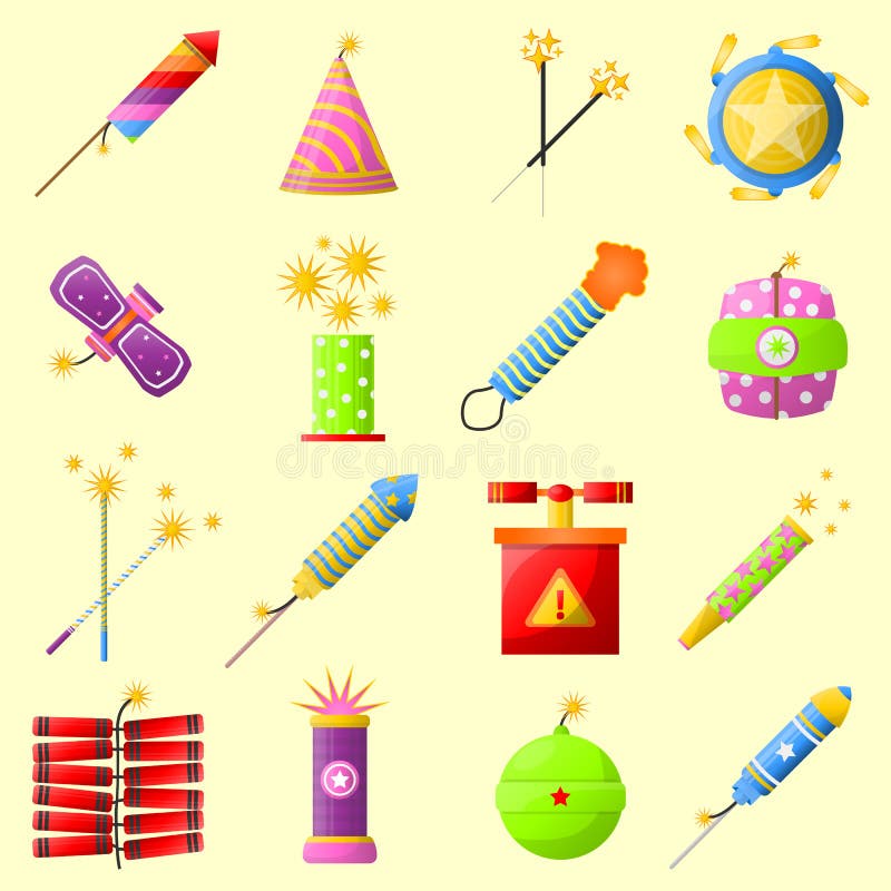 Colorful Fire Cracker Collection for Holiday Fun. Stock Vector ...