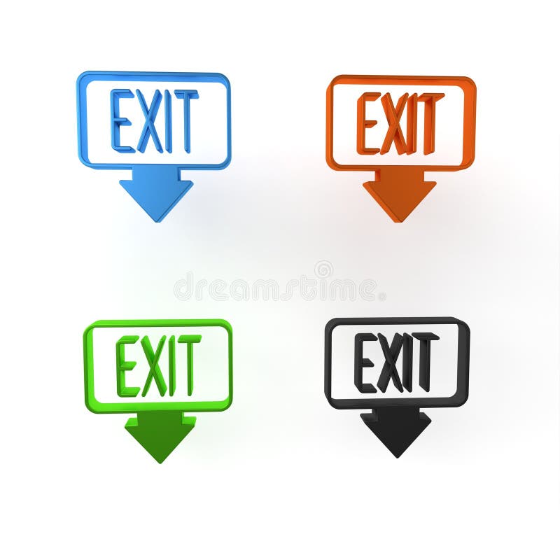 Colorful Fire Exit Icon Isolated on White Background. Fire Emergency ...