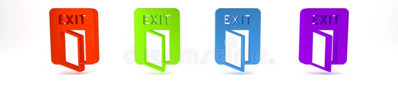 Colorful Fire Exit Icon Isolated on White Background. Fire Emergency ...