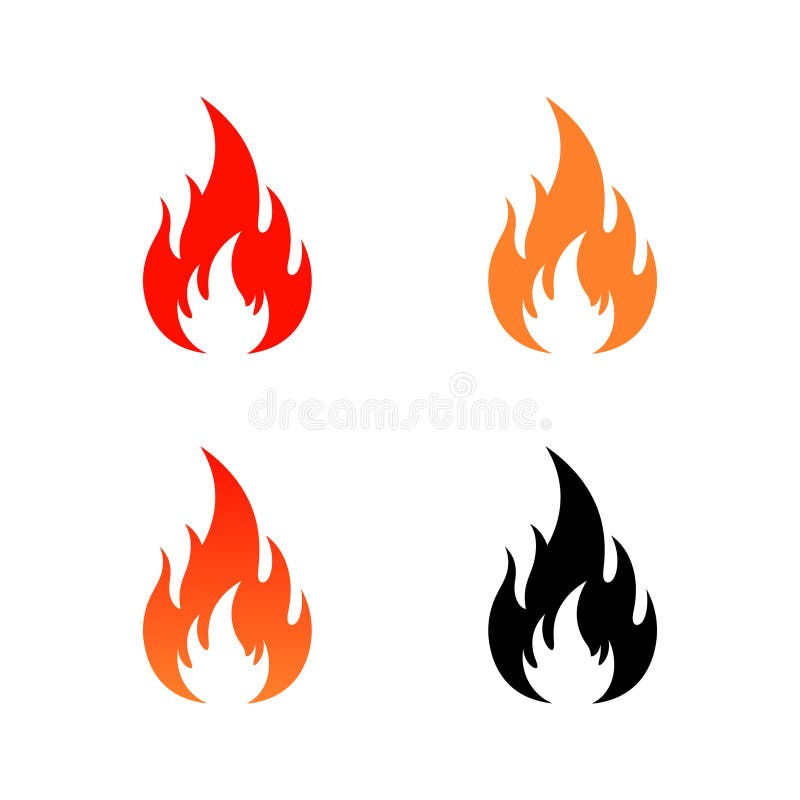 A Set of Colorful Fire Flame Icons Stock Vector - Illustration of ...
