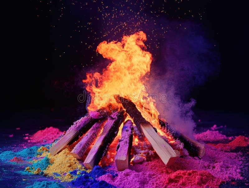 Colorful Fire and Sparkles stock image. Image of bonfire - 358978837