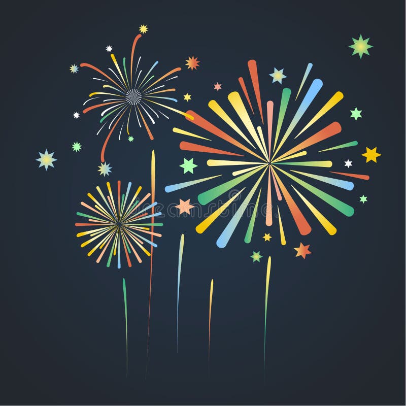 Colorful Firework Background on Blue Dark Stock Vector - Illustration ...