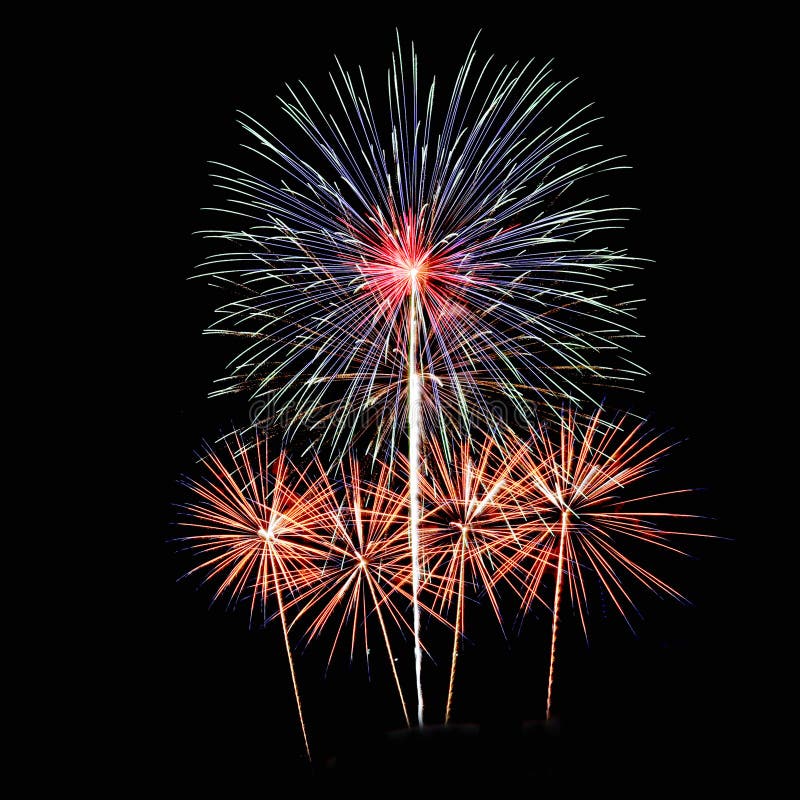 Colorful Firework on Black Background. Stock Photo - Image of festive ...