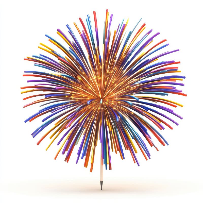 Colorful Fireworks Pencil Explosion Abstract Design Stock Illustration ...