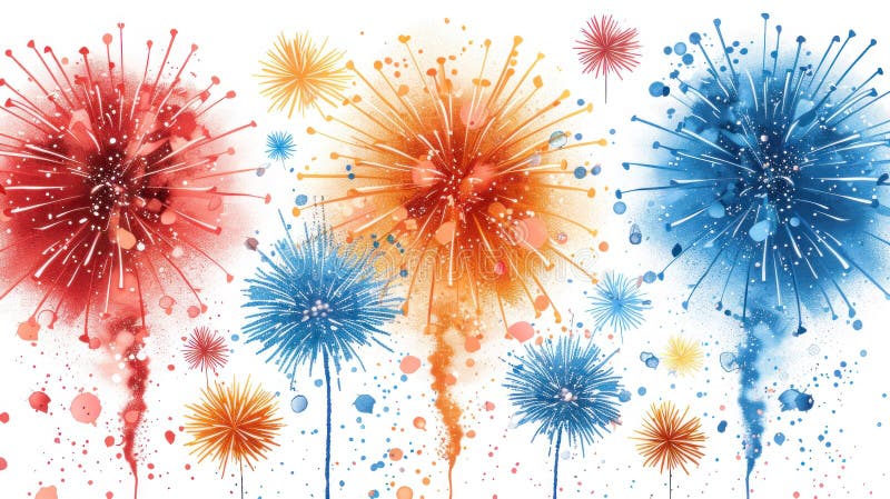 Colorful Firework Explosion on White Background - Vector Illustration ...