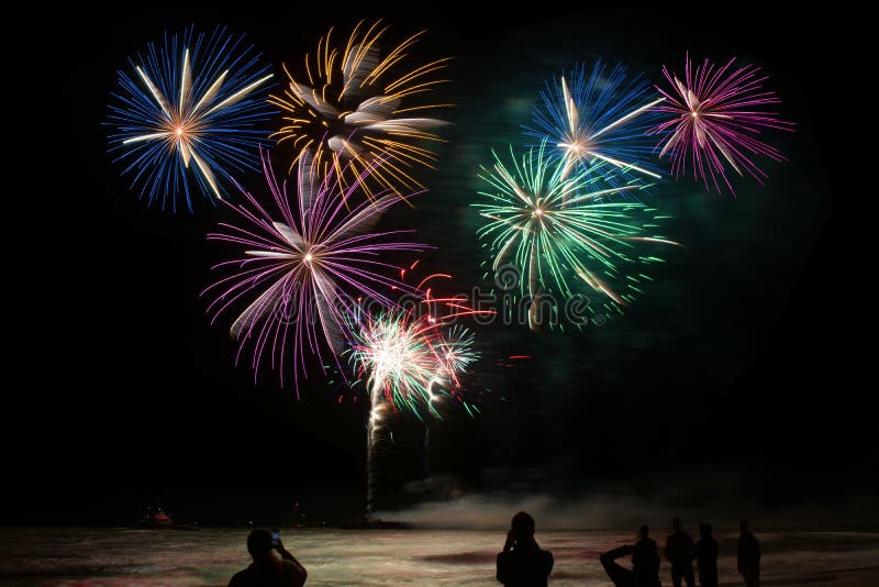Colorful Firework Explosions Stock Photo - Image of glowing ...