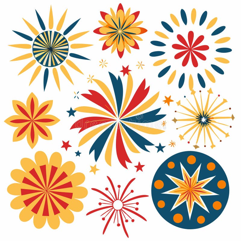 Colorful Firework Graphic Design Elements Set Stock Vector ...