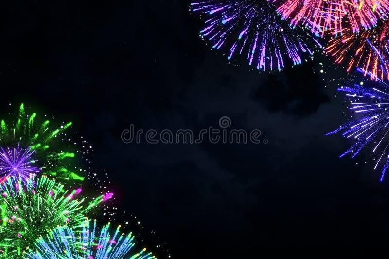 Colorful Firework on Midnight Blue Sky Stock Illustration ...
