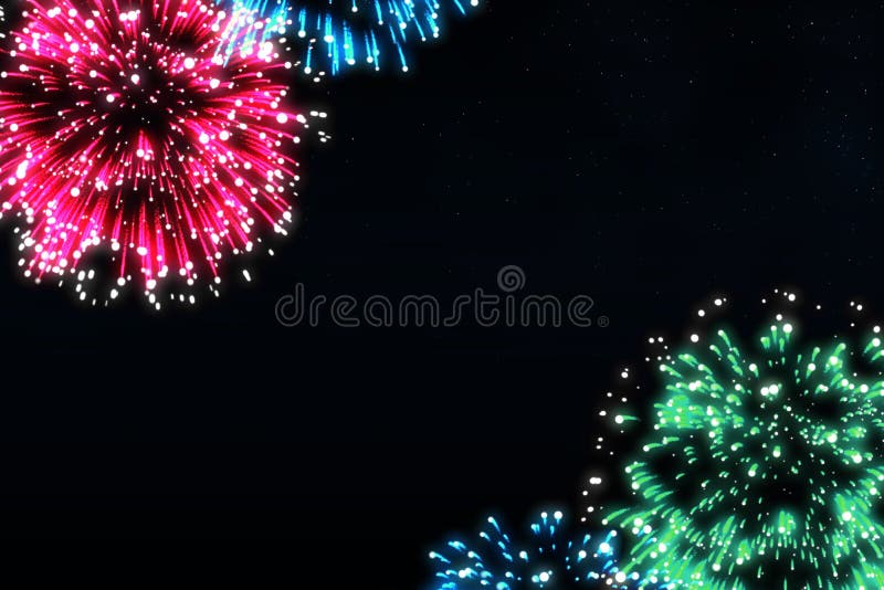 Colorful Firework on Midnight Blue Sky Stock Illustration ...
