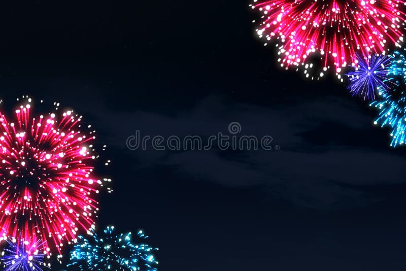 Colorful Firework on Midnight Blue Sky Stock Illustration ...