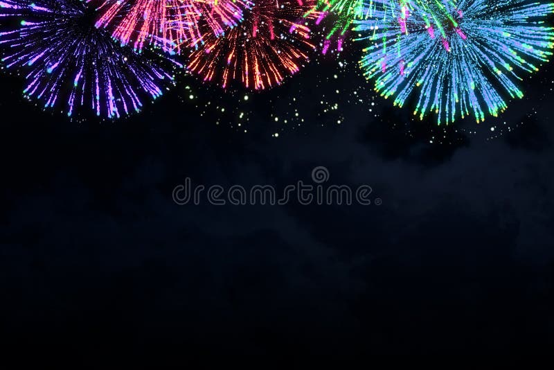 Colorful Firework On Midnight Blue Sky Stock Illustration ...