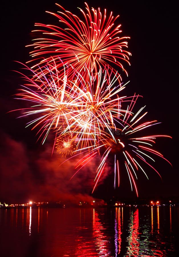 Colorful Firework in a Night Sky Stock Image - Image of glowing ...