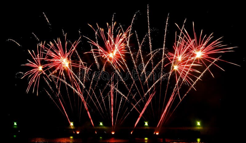 Firework Close Up View in the Night Sky Stock Photo - Image of fire ...