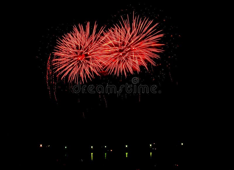 Firework Close Up View in the Night Sky Stock Photo - Image of fire ...