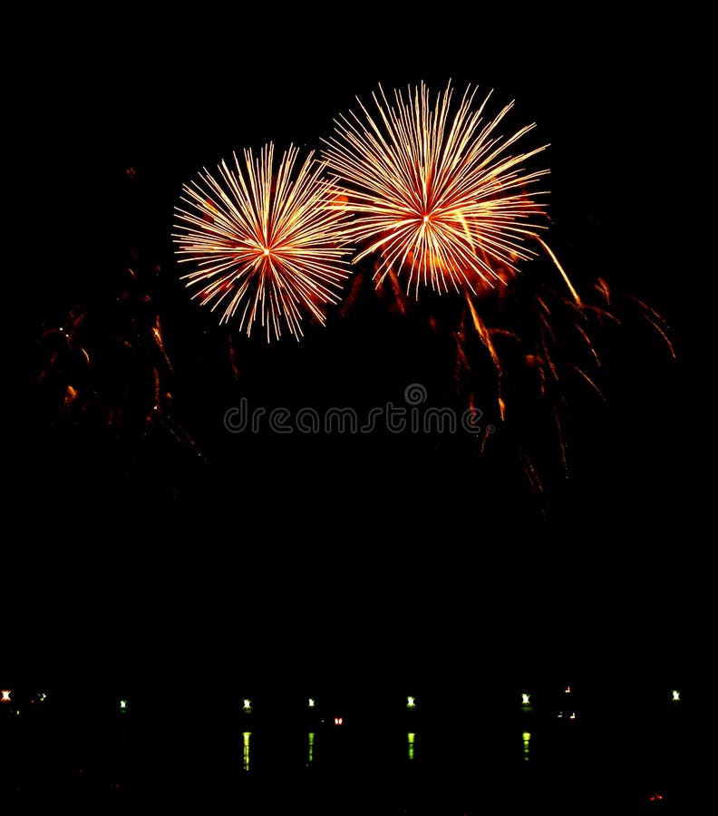 Firework Close Up View in the Night Sky Stock Photo - Image of fire ...