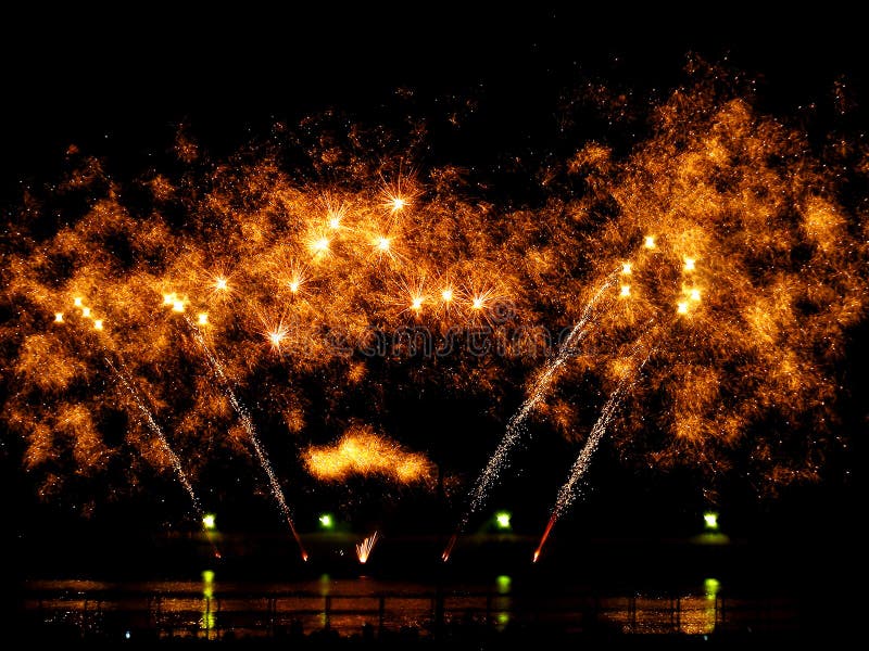 Firework Close Up View in the Night Sky Stock Photo - Image of fire ...