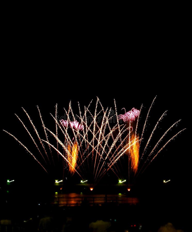 Firework Close Up View in the Night Sky Stock Photo - Image of fire ...