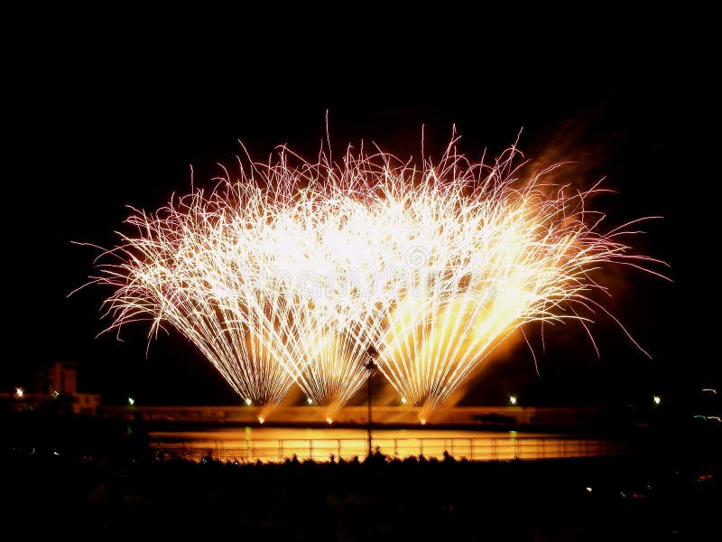 Firework Close Up View in the Night Sky Stock Photo - Image of fire ...