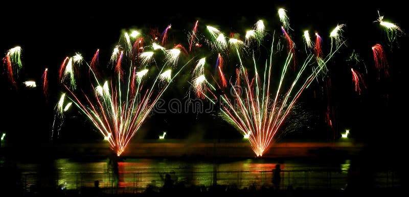 Firework Close Up View in the Night Sky Stock Photo - Image of fire ...
