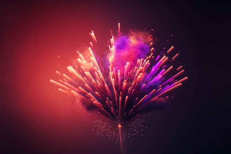 Colorful Firework on Red Background Stock Illustration - Illustration ...