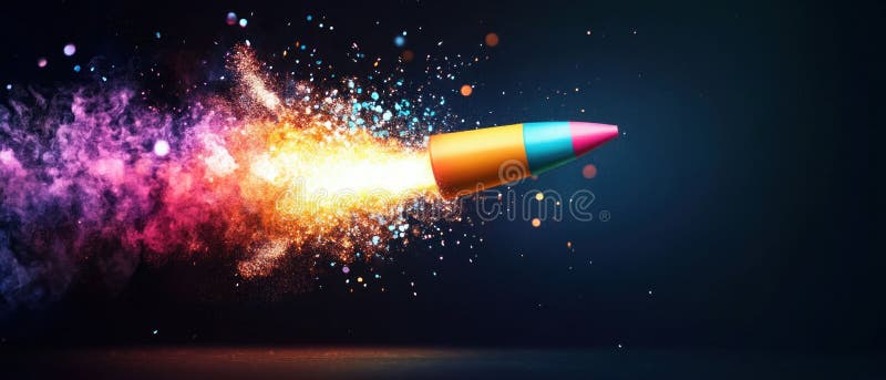 Colorful Firework Rocket with Explosive Sparks in Space. Generative Ai ...
