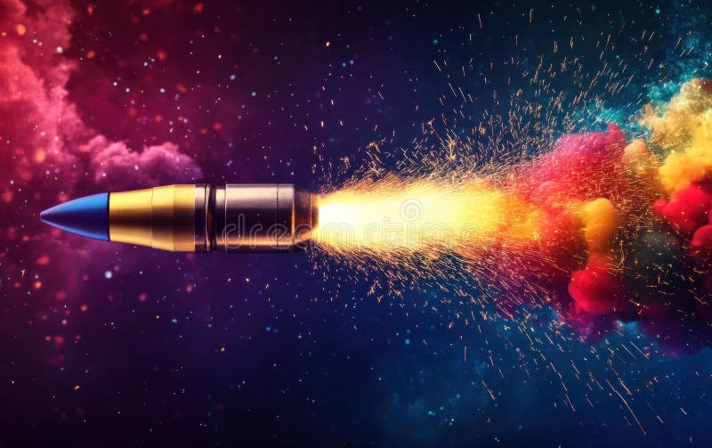 Colorful Firework Rocket with Explosive Sparks in Space. Generative Ai ...