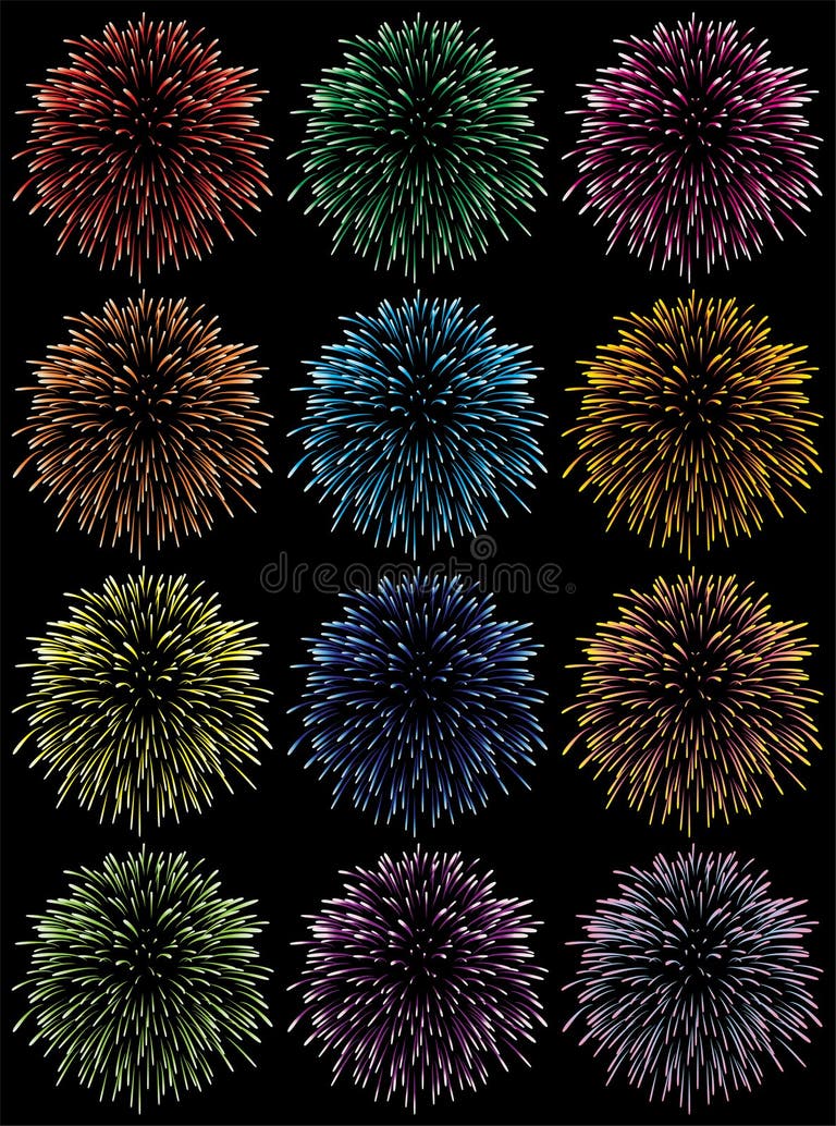 Colorful Fireworks Stock Illustrations – 82,726 Colorful Fireworks ...