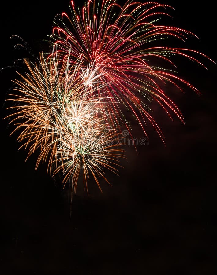 Colorful Fireworks in Black Background Stock Image - Image of gold ...