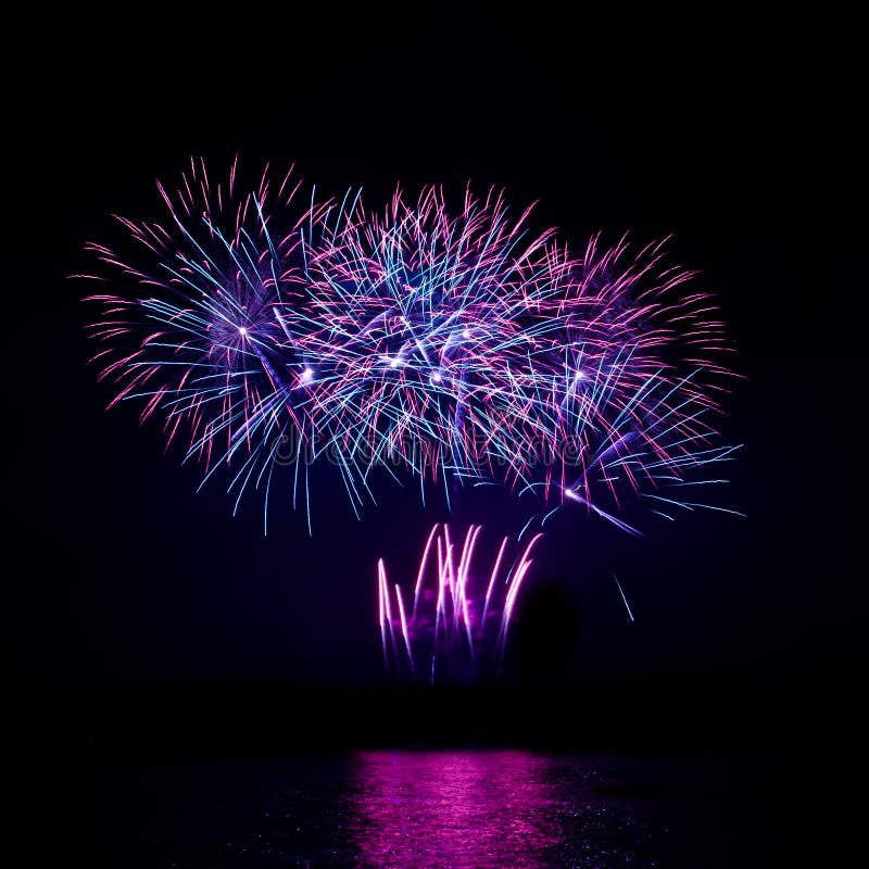 Colorful Fireworks on the Black Sky Stock Photo - Image of july ...