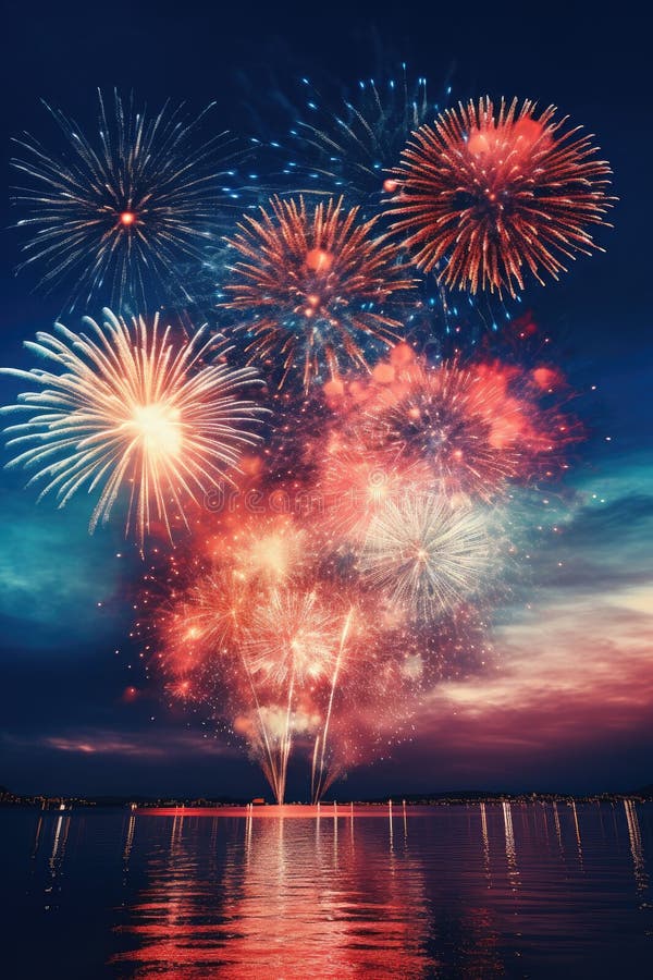 Colorful Fireworks on the Black Sky. Generative AI Stock Illustration ...