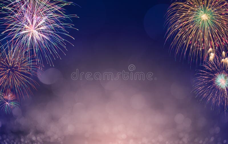 Colorful Fireworks with Bokeh Background Stock Illustration ...