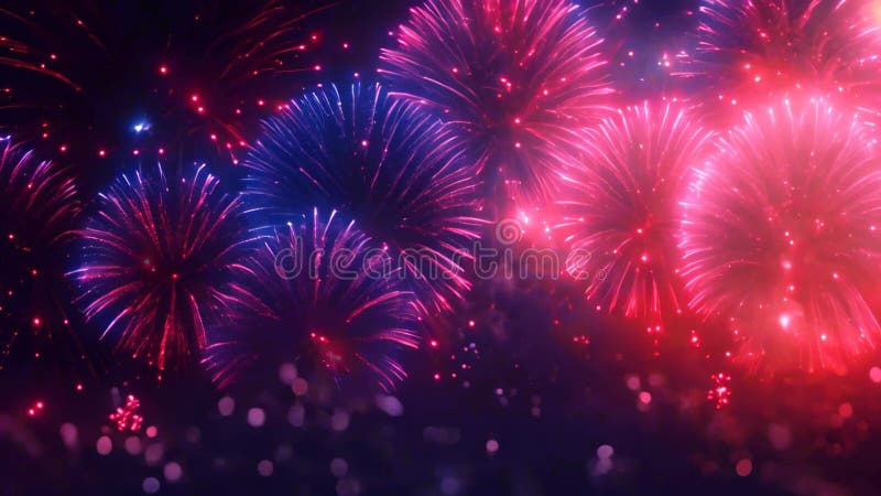 Colorful Fireworks with Bokeh Effect on Dark Blue Sky Background ...