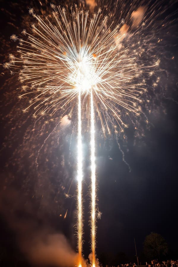 Colorful Fireworks Burst into the Night Sky during a Festive ...