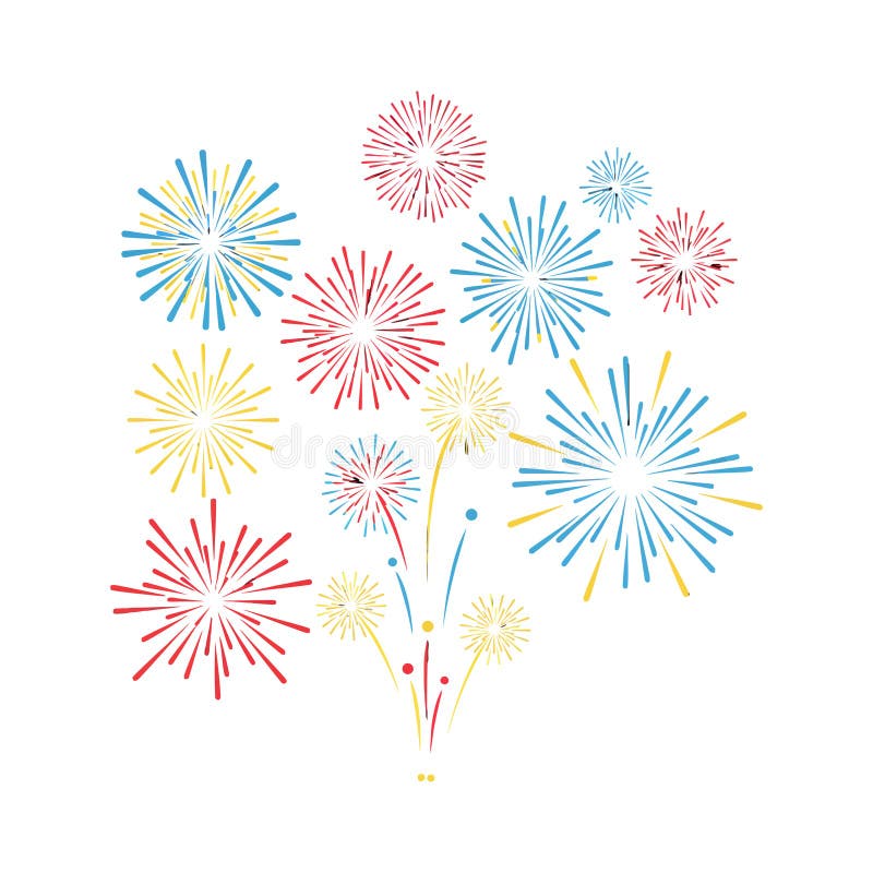 Colorful Fireworks Bursting in the Night Sky, Minimal Design Style ...