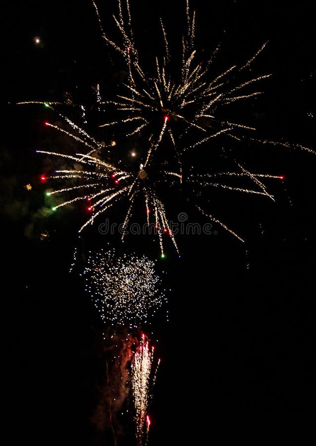 Colorful Fireworks in the Clouds Stock Photo - Image of pink, event ...