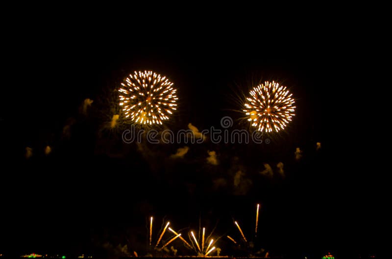 A Fireworks Display Against the Night Sky Stock Photo - Image of night ...