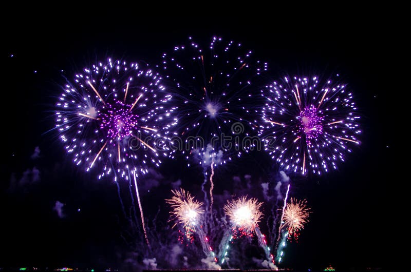 Colorful Fireworks,a Fireworks Display Against the Night Sky Stock ...
