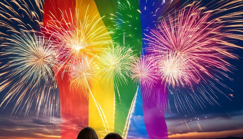 A Colorful Fireworks Display Exploding in the Night Sky, with a Large ...